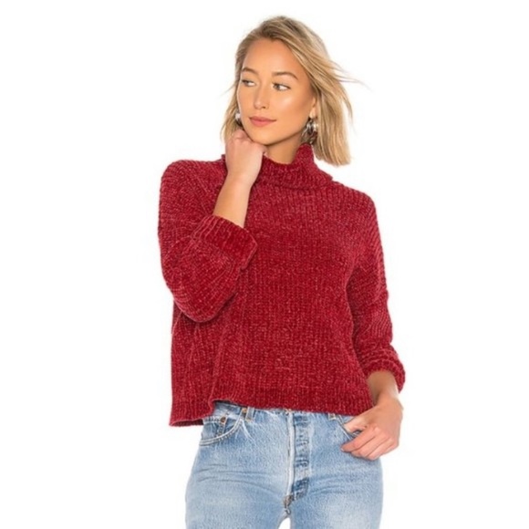 Blank NYC | Sweaters | Blank Nyc Red Chenille Knit Turtleneck Boxy ...